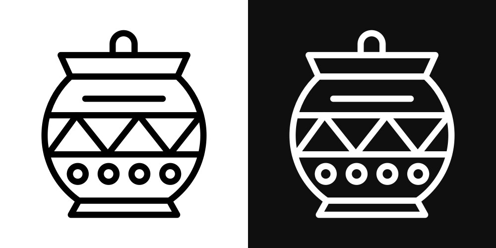 Indian pot icon set kitchen clay pot symbol mud Vector Image