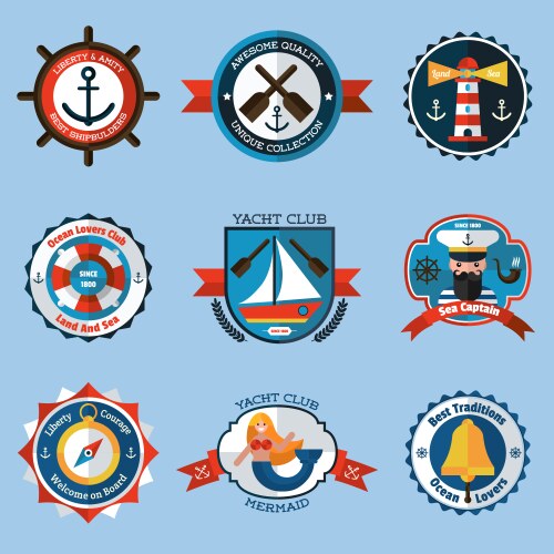 Nautical labels color Royalty Free Vector Image