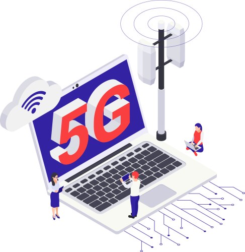 Internet 5g isometric flowchart Royalty Free Vector Image