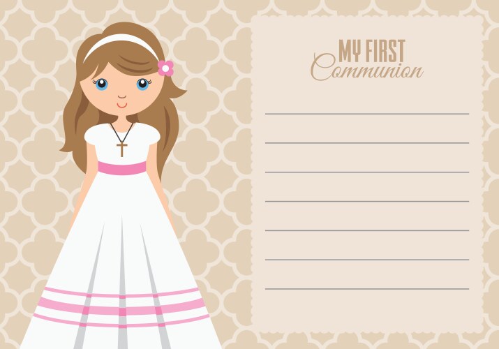 My first communion girl Royalty Free Vector Image