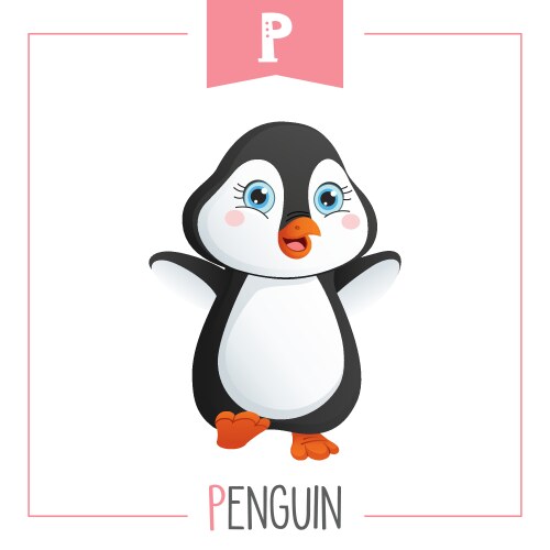 Alphabet letter p and penguin Royalty Free Vector Image