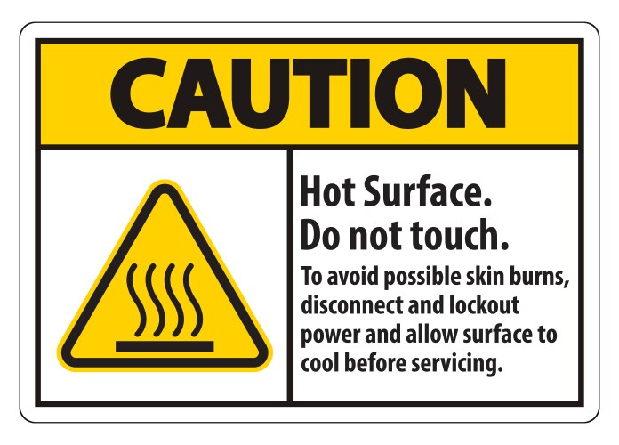 Hot surface sign on white background Royalty Free Vector