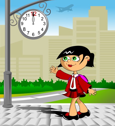 A girl going home from school Royalty Free Vector Image