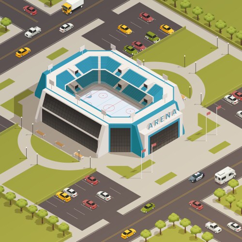 Soccer stadium building with ticket office Vector Image