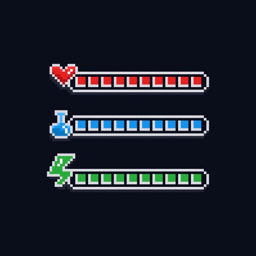 Pixel art game development set - progress bar Vector Image