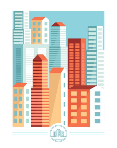 Cityscape with buildings in flat design style Vector Image