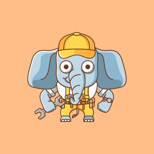Cute rabbit mechanic with tool at workshop Vector Image