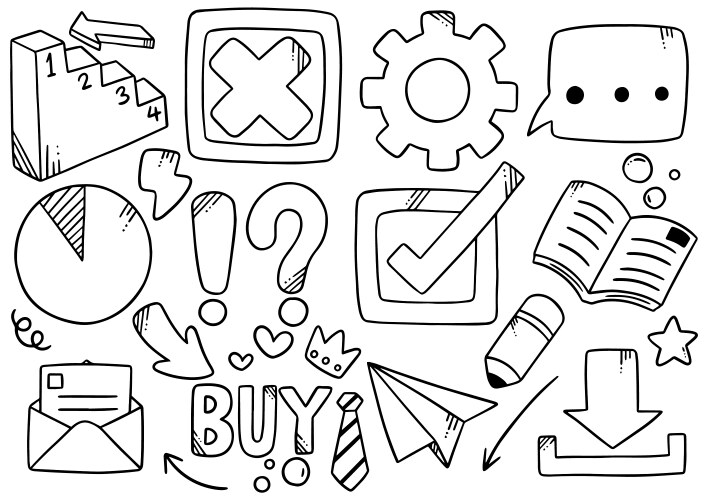 0008 hand drawn doodle elementals businesses Vector Image