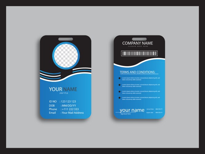Id card template front and back Royalty Free Vector Image