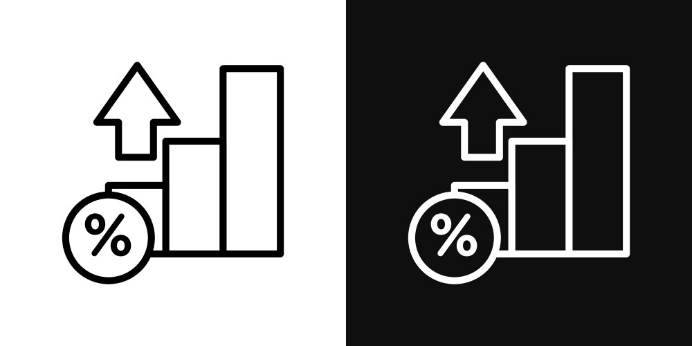 Interest growth icon set increase percentage Vector Image