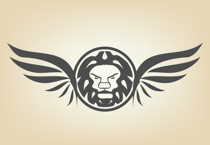 Lion with floral and wings Royalty Free Vector Image