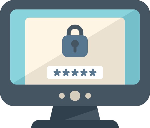 Digital lock icon flat page log Royalty Free Vector Image