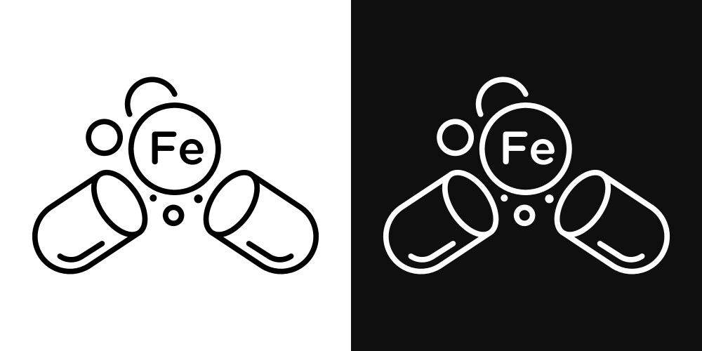 Iron capsule icon set fe vitamin and nutrient Vector Image