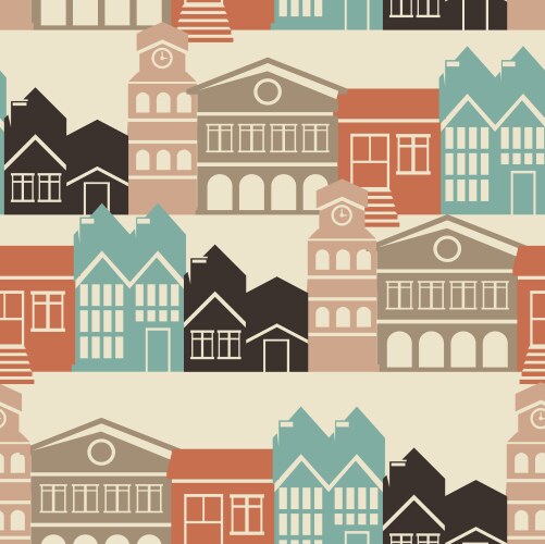 Seamless pattern with houses and buildings Vector Image