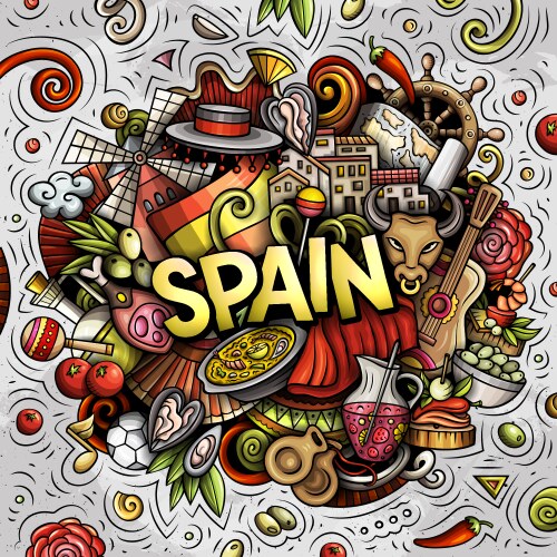 Spain hand drawn cartoon doodle Royalty Free Vector Image