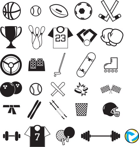 Sports and training icons Royalty Free Vector Image