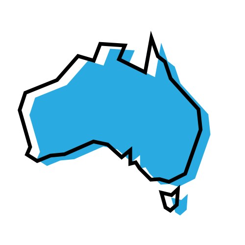 Australia - solid black silhouette map of country Vector Image