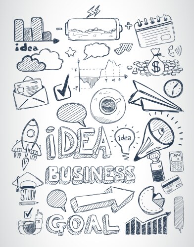 Set of doodle business management Royalty Free Vector Image