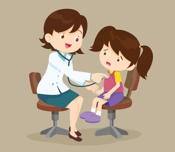 Mother took her girl to see the doctor Royalty Free Vector