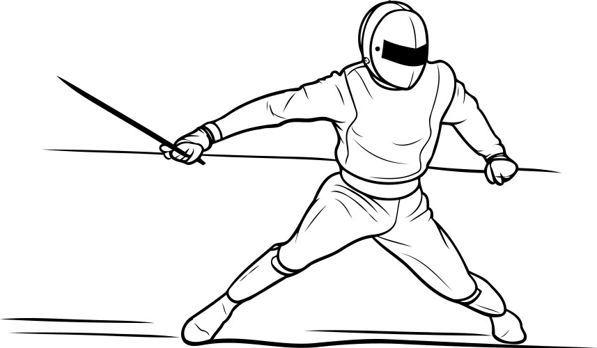 Fencing - black and white cartoon Royalty Free Vector Image