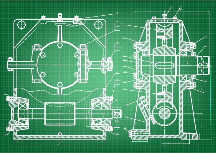 Mechanical engineering drawings technical design Vector Image