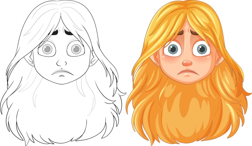 A girl with worried expression Royalty Free Vector Image