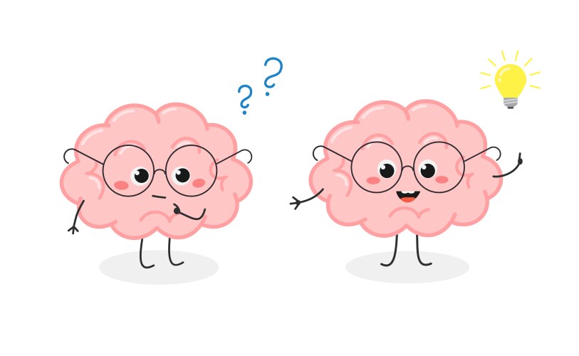 Problem solving concept cartoon brains Royalty Free Vector