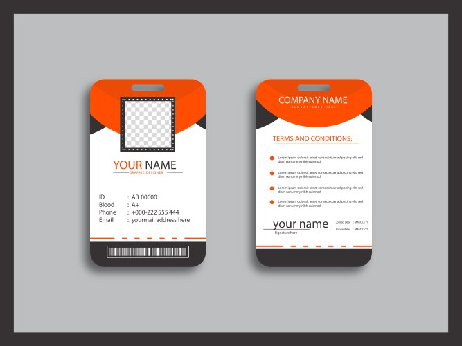 Id card template front and back Royalty Free Vector Image