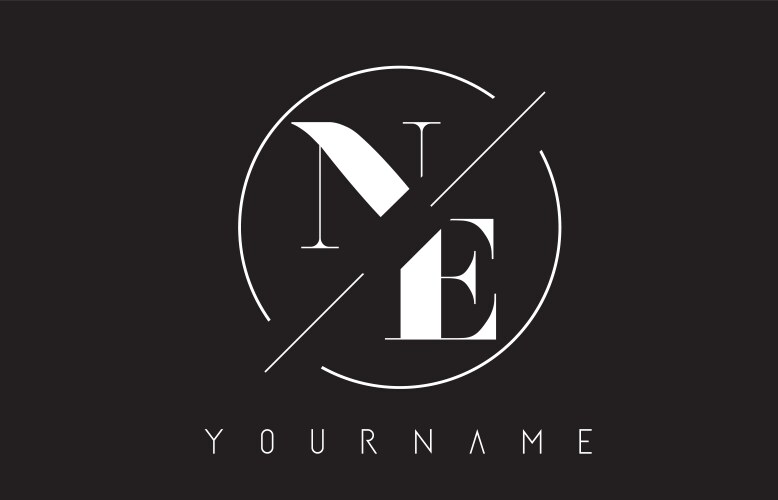Ne letter logo with cutted and intersected design Vector Image