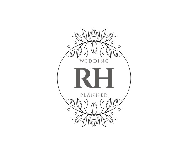 Rh initials letter wedding monogram logos Vector Image