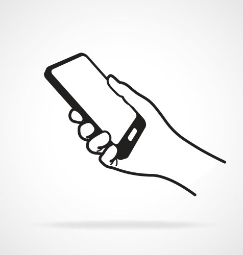 Hand holding phone digital communication line art Vector Image