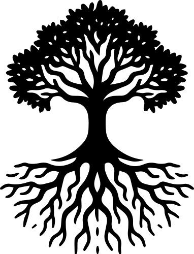 Simple oak tree roots icon modern logo Royalty Free Vector