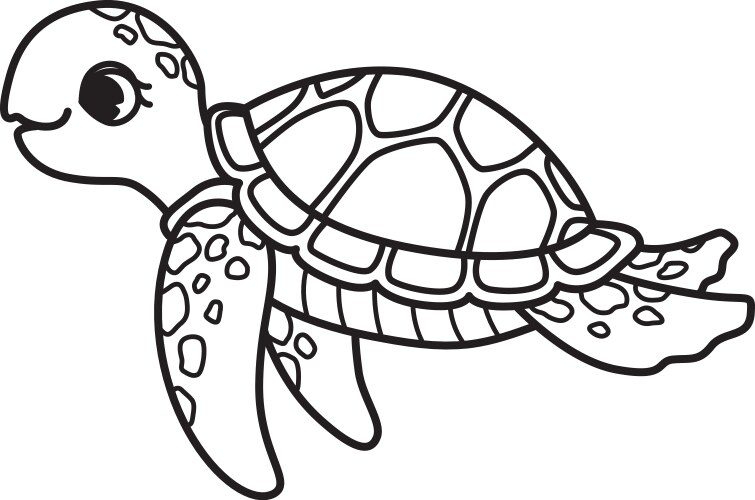 Outlined turtle cartoon design Royalty Free Vector Image