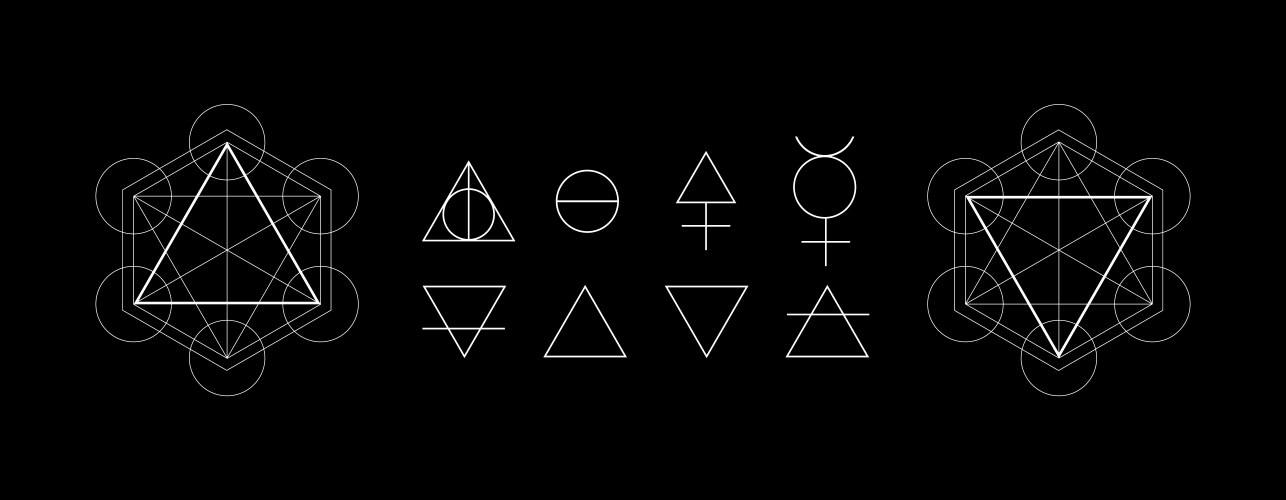 Alchemy symbols isolated on dark background magic Vector Image