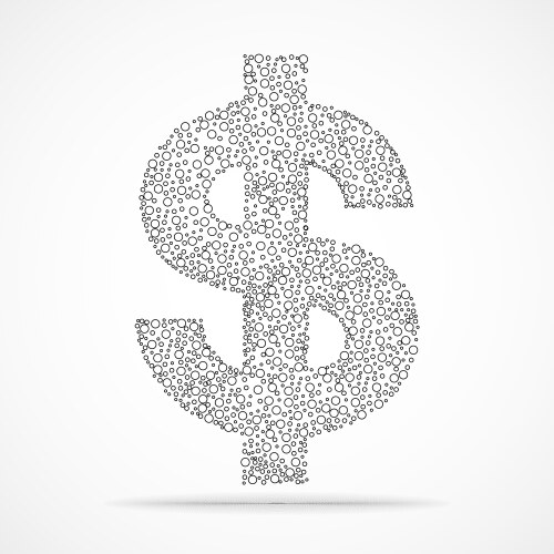 Dollar sign with dots isolated on white Royalty Free Vector