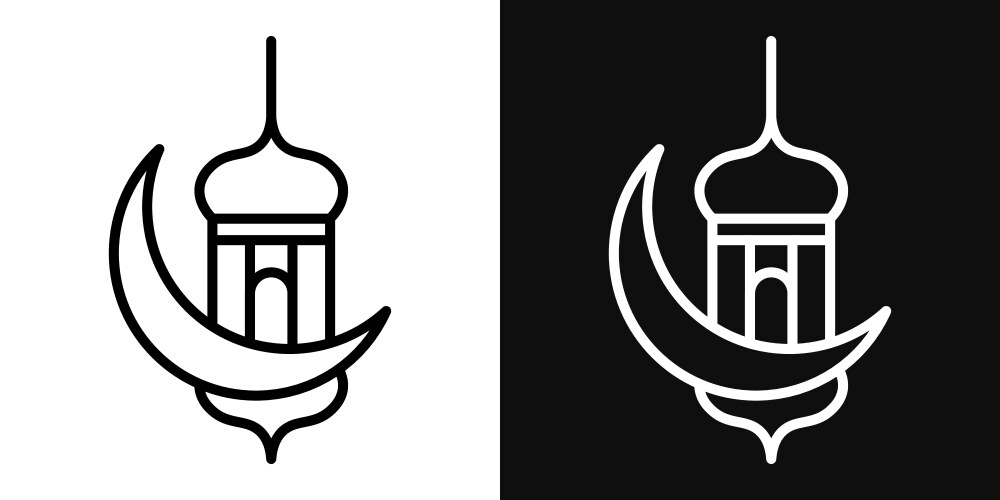 Islamic lantern icon set arabic lamp symbol Vector Image