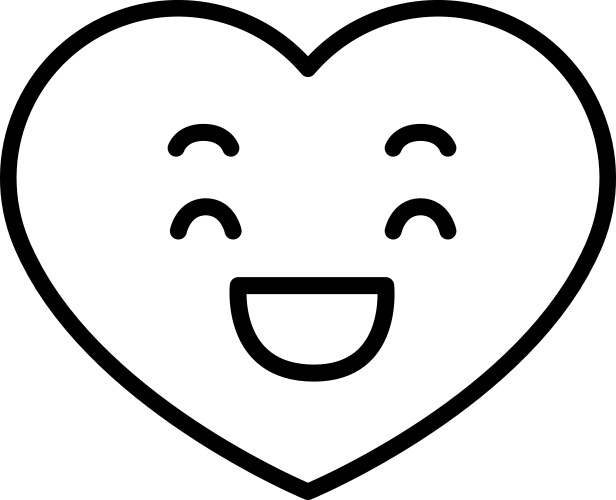 Line drawing heart emoticon icon Royalty Free Vector Image