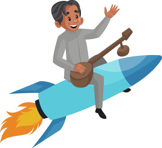 Rocket taking off cartoon Royalty Free Vector Image