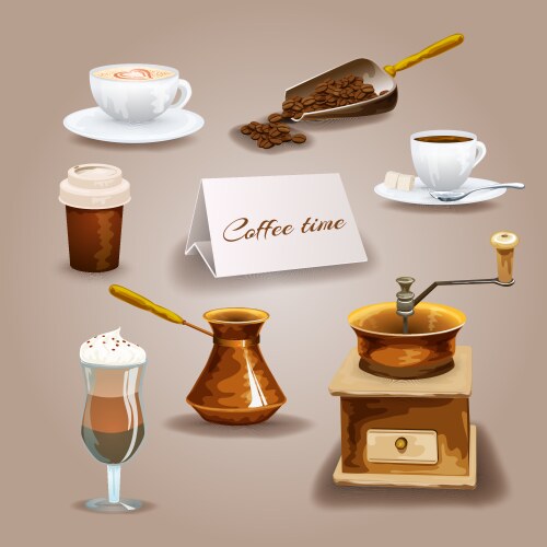 Realistic coffee set Royalty Free Vector Image