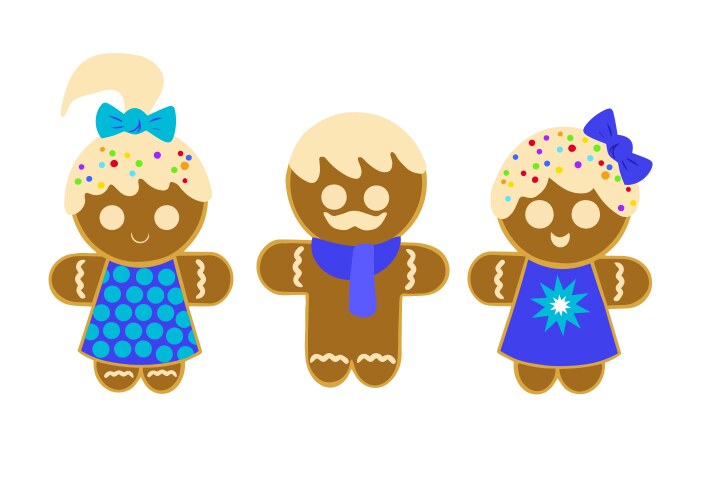 Holiday gingerbread boy and girl isolated Vector Image