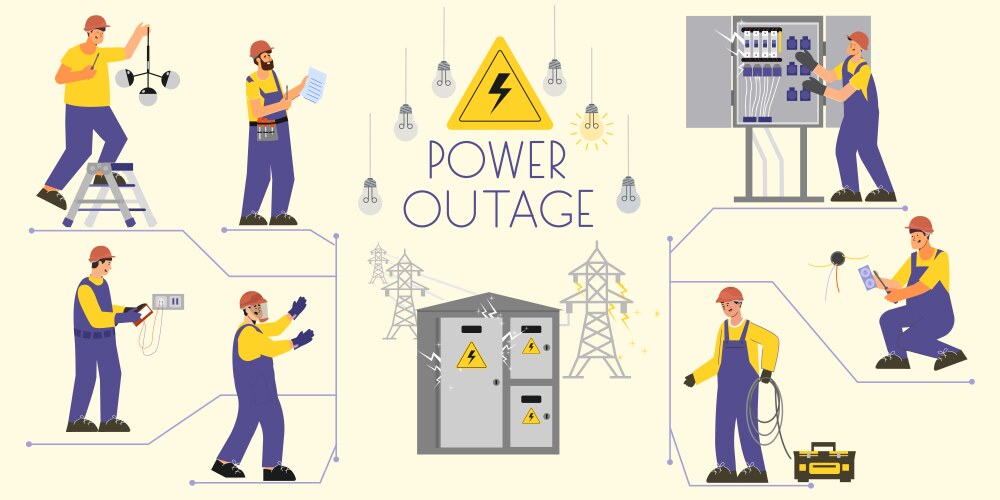 Yellow blackout icon power outage sticker Vector Image