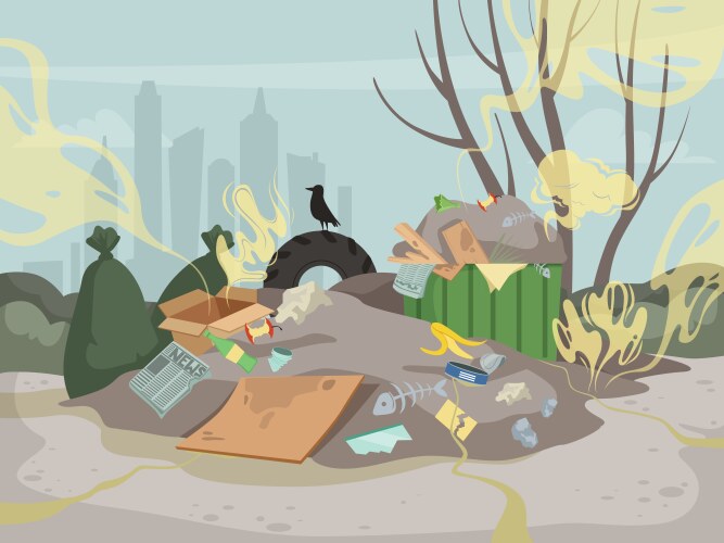 Waste smell toxic junk mountain garbage bad Vector Image