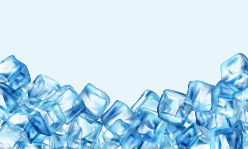 Ice cubes background realistic blocks frame Vector Image