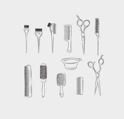 Hairdresser tools realistic set Royalty Free Vector Image