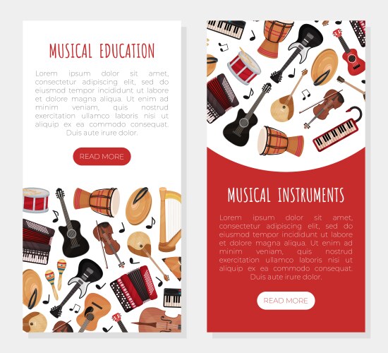 Musical instruments banner design Royalty Free Vector Image