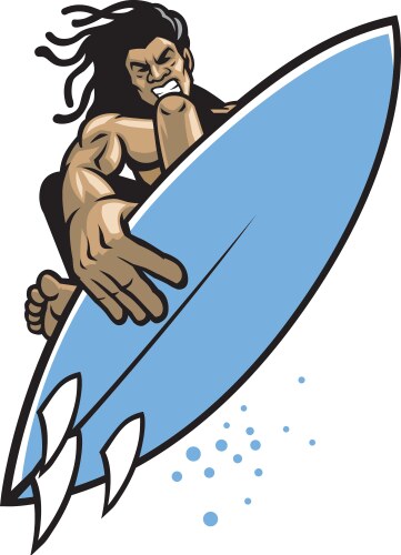 Cartoon of surfer pose with the surfboard Vector Image