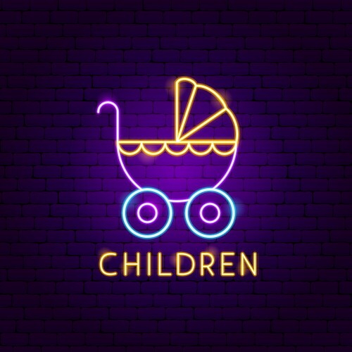 Kids neon label Royalty Free Vector Image - VectorStock