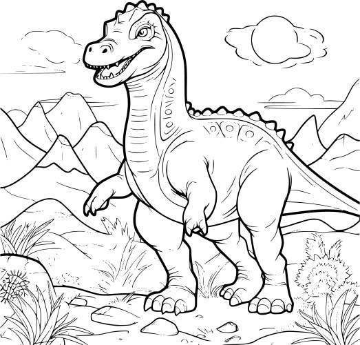 Dinosaur coloring pages drawing for kids Vector Image