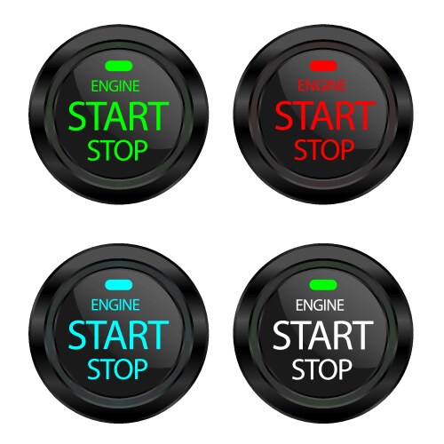 Engine start stop button car dashboard element Vector Image