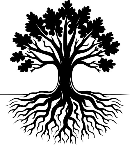 Simple oak tree roots icon modern logo Royalty Free Vector